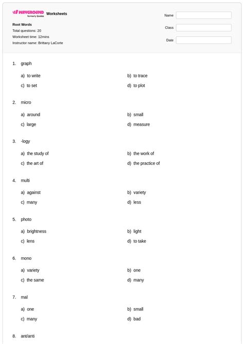 50 Root Words Worksheets On Wayground Free And Printable