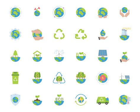 World Environment Day Icon Set Nature Renewable Energy Icons Eco Friendly Earth Day Ecology