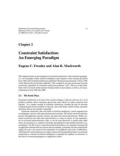 Handbook Of Constraint Programming By Francesca Rossi Open Library