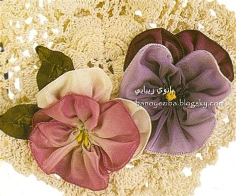 مدل روبان دوزی بفشه و گندم