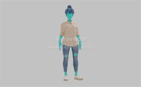 Blender Rig女性人物三套动作3d模型素材资源下载 Blender模型库