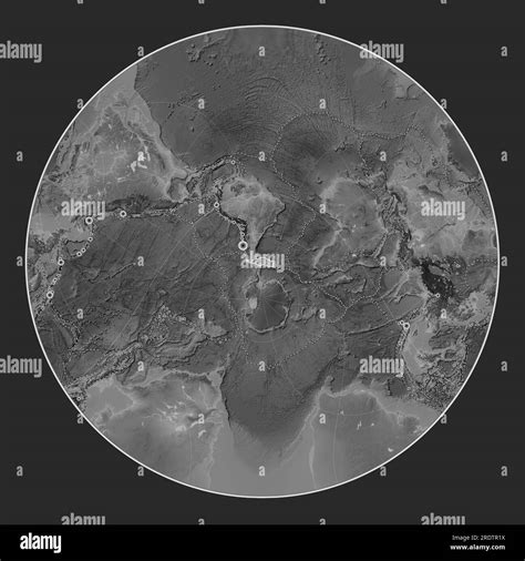 Scotia Tectonic Plate On The Grayscale Elevation Map In The Lagrange Oblique Projection Centered