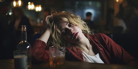 Premium Photo A Heavily Intoxicated Woman Sits In The Bar Her