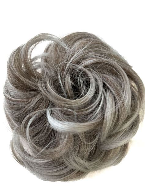 Brown Blonde Grey Mix Scrunchie Hair Bunshairpiece Bun Scrunchie Etsy