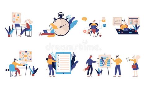 Efficient Time Management Clock Work Stock Vector Illustration Of