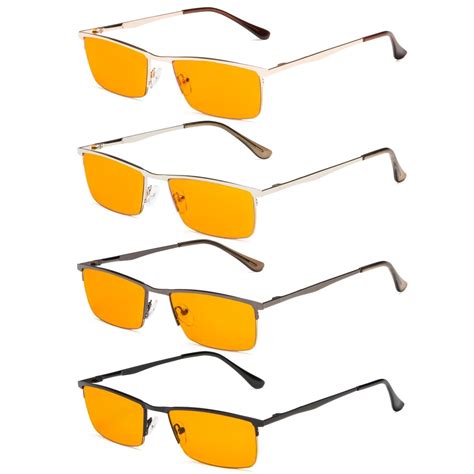 4 Pack Half Rim Blue Blocking Reading Glasses Women Men