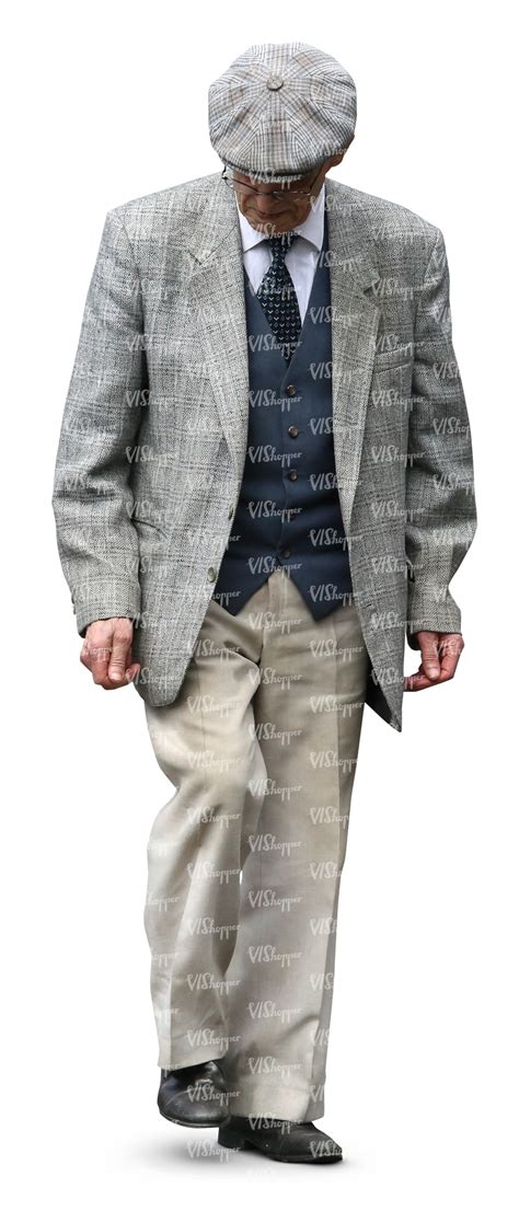 Elderly Man In An Elegant Grey Suit Walking VIShopper