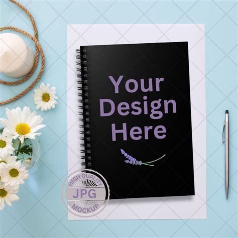 Spiral Notebook Mock Up Notebook Mockup Diary Mockup Journal Notepad Black Stationary