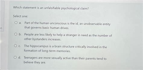 Solved Which Statement Is An Unfalsifiable Psychological