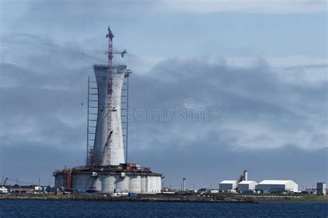 Construction Of An Oil And Gas Gravity Based Platform Stock Image