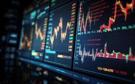 Premium Ai Image Computer Monitor Close Up Featuring Real Time Stock Chart