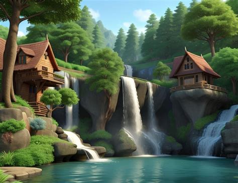 Premium Photo 3d Animation Waterfall Of Wallpaper