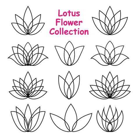 Premium Vector Set Of Black Linear Lotus Icon Sketch Isolated Flower