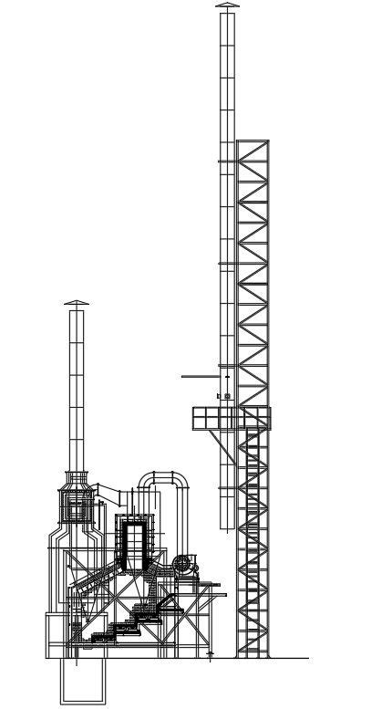 Incinerator Plant Side View Dwg Cad Layout Drawing