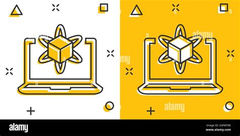 Computer Simulation Icon In Comic Style Vr Device Vector Cartoon