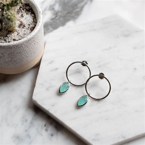 Aqua Chalcedony Stud Earrings Gold Plated Or Rose Gold Plated Etsy