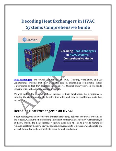 Decoding Heat Exchangers in HVAC Systems Comprehensive Guide | PDF