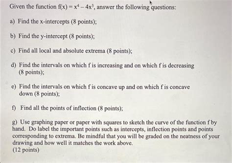 Solved Given The Function F X X4−4x3 Answer The Following