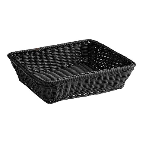 Acopa Weave 14 X 13 Rectangular Black Woven Plastic Rattan Basket