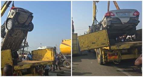 Driver Rescued As 40ft Container Falls On Car Gatekeepers News