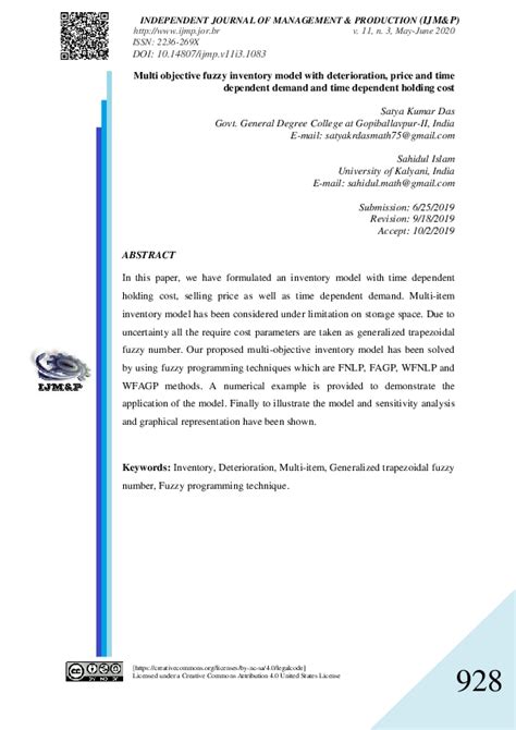 Pdf Multi Objective Fuzzy Inventory Model With Deterioration Price And Time Dependent Demand