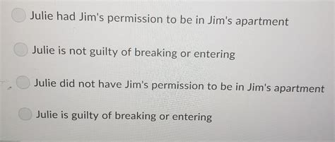 Solved Lie Had Jims Permission To Be In His Jims