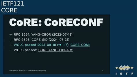 Ietf 121 Constrained Restful Environments Core 2024 11 05 0930