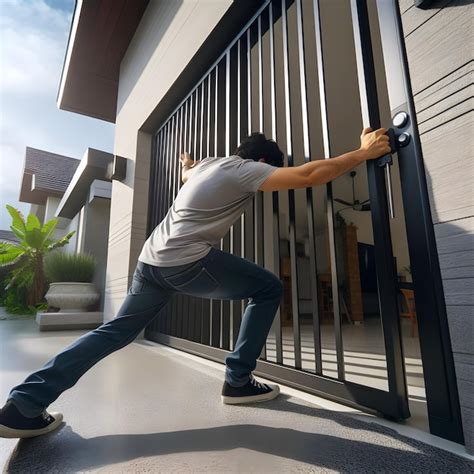 Man Struggling Open The Gates Premium Ai Generated Image