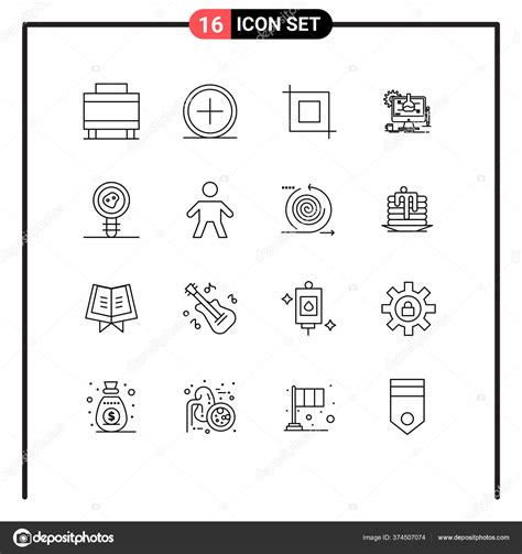 Mobile Interface Outline Set Pictograms Lab Report Biology Analysis Crop Stock Vector Image By