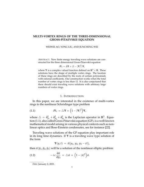 Pdf Generalized Adler Moser Polynomials And Multiple Vortex Rings For The Gross Pitaevskii