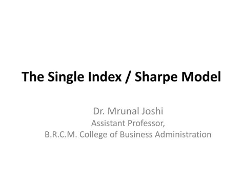 Pdf The Single Index Modelpptx