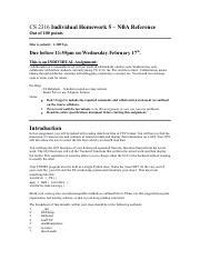 Cs2316 Hw05 Nba Reference Pdf CS 2316 Individual Homework 5 NBA