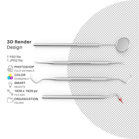 Premium Psd Dental Tools 3d Modeling Psd File Realistic