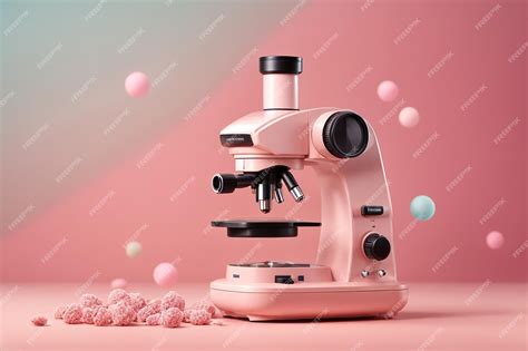 Microscópio Ultramacio Engraçado Isolado Em Fundo Rosa Cores Pastel