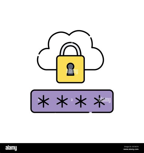 Passwords On The Cloud Color Line Icon Isolated Vector Element Outline Pictogram For Web Page