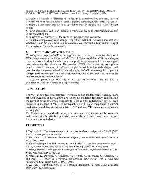 Variable Compression Ratio Vcr Engine A Review Pdf