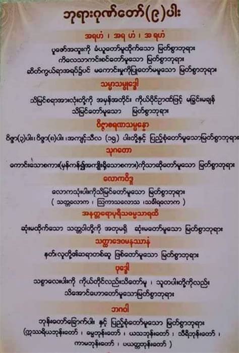 ကိုးနဝင်း ဂုဏ်တော်ကိုးပါး ပုတီးစိပ်နည်း ဂုဏ်တော်ကိုးပါးဆိုသည်မှာ ၁