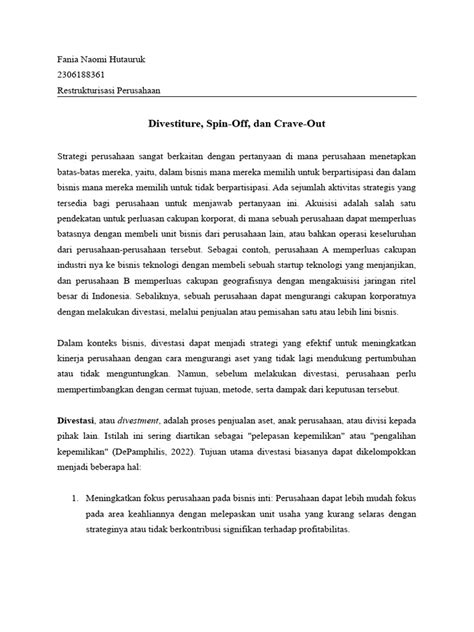 Fania Naomi Hutauruk T1 Restrukturisasi Perusahaan Pdf