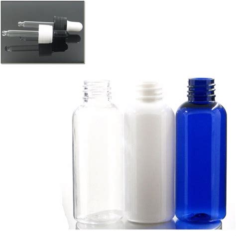 Ml Vazio Branco Azul Garrafa Pet Transparente Branco Preto Tampa Conta Gotas Frasco