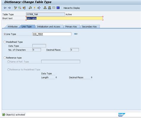 SAP TECH Table Type