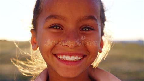 Girl Face Happy Smile And Portrait Outdoor For Holiday Break Summer
