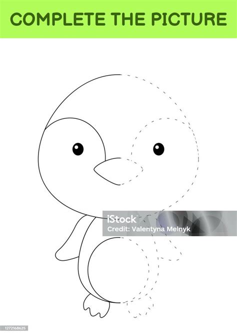 귀여운 펭귄의 사진을 완료합니다 색칠 공부 그림을 복사합니다 필기 연습 그리기 기술 훈련 인쇄 가능한 워크시트 를 개발하는 교육