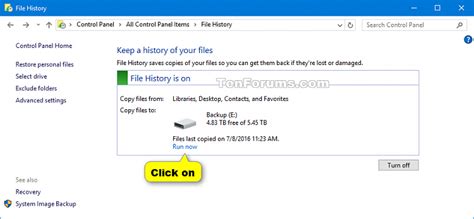 Backup Files And Folders With File History In Windows 10 Tutorials