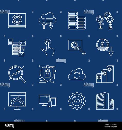 Computer Application Software Icon Set In Line Style Vector