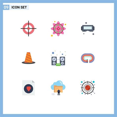 Set Of 9 Modern Ui Icons Symbols Signs For Computer Stop Glasses Roadblock Protection Editable