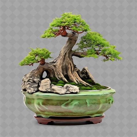 Premium PSD A Bonsai Tree With A Green Base And A White Background
