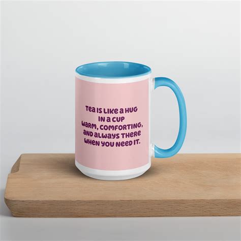 15oz Customizable Ceramic Mug With Light Blue Accent Floral Teapot