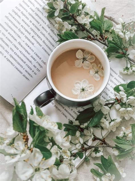 Весенние цветы эстетика Кофе Книга Кофейные иллюстрации Кофе Вкусняшки