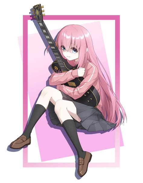 Safebooru Absurdres Black Skirt Black Socks Blue Eyes Bocchi The Rock