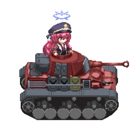 Iroha From Blue Archive On A Made Up Tank Rpixelart